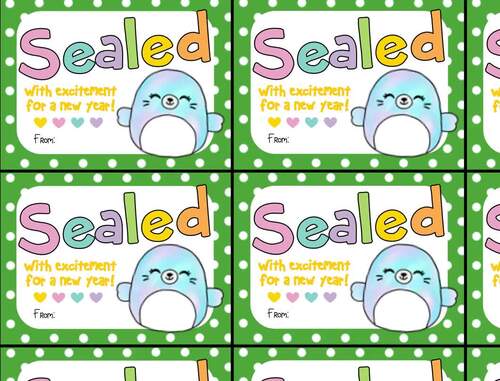 Cute Seal-Themed Beginning-of-Year Gift Tag- Sealed with excitement for ...