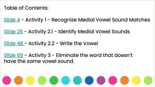 Medial Vowel Sounds Google Slides - Phonemic Awareness Activities ...