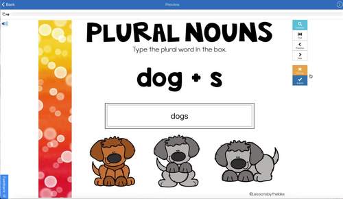 Plural Nouns- Adding S or ES Boom Cards by Lessons By The Lake | TPT