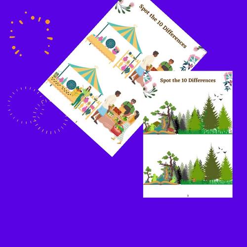 Spot the Difference, Find the Difference, Kids Activity Sheet, Summer ...