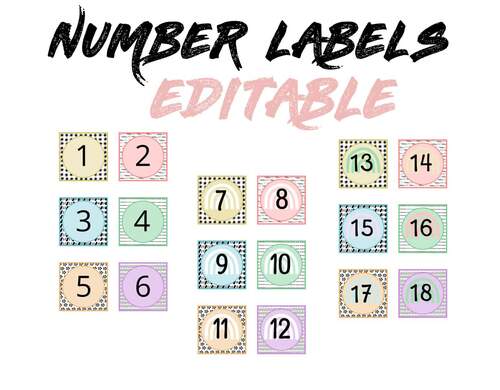 Printable Rainbow Pastel Classroom Calendar Labels, Editable Number labels
