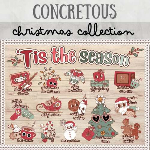 Christmas Bulletin Board Kit Ideas Groovy Retro December Winter ...