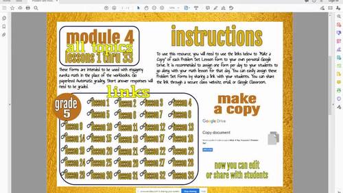 Eureka Math/EngageNY Problem Sets on Google Forms Grade 5, Module 4 ...