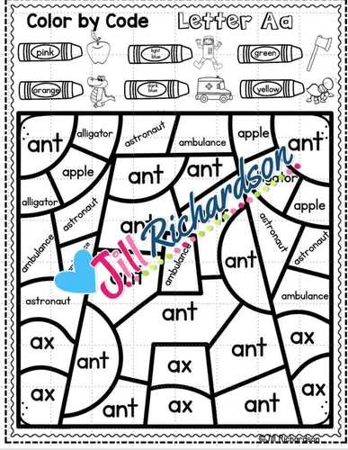 ESL Phonics Alphabet Color by Code Words & Pictures by Jill Richardson