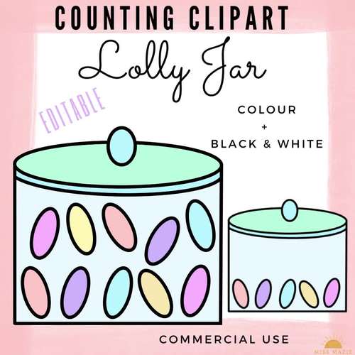Math Clipart - Lolly Jar Counting - Editable - Commercial Use | TPT