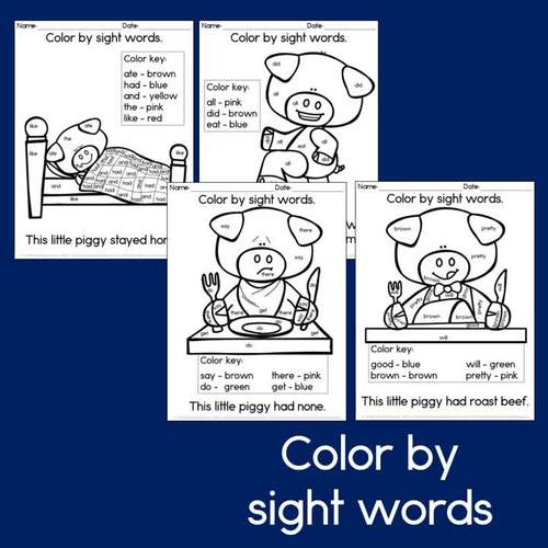 This Little Piggy Color by Sight Words | Craft | Directed Drawing ...