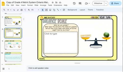 Grade 4 Metric System Ontario Math Digital Slides | Worksheets ...