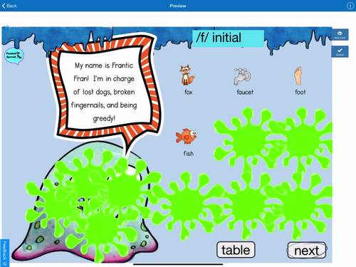 Slime the Monster Articulation for /f/ & /v/ Boom Cards Distance Learning