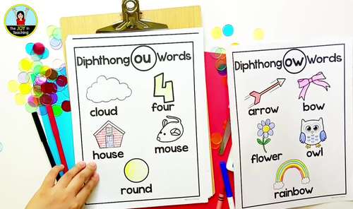 Diphthong ow and ou Worksheet by The Joy in Teaching | TPT