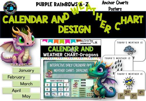 Daily Calendar and Weather chart- Interactive PowerPoint- DRAGON THEME