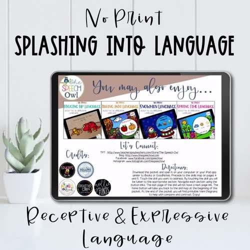 No Print Language - Summer Edition for speech therapy by The Speech Owl