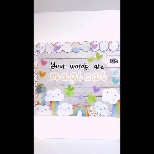 Growth Mindset Bulletin Board - Watercolor Rainbow Bulletin Board Display