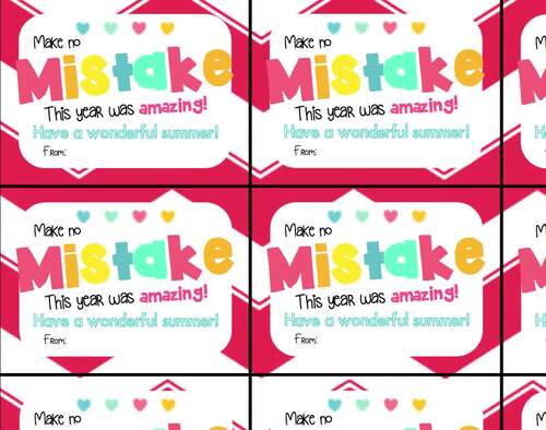 Cute Eraser End of Year Gift Tag- Make no Mistake! This year was amazing!