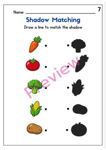 Shadow Matching Worksheets | Shapes and Objects Matching by RED Sheets