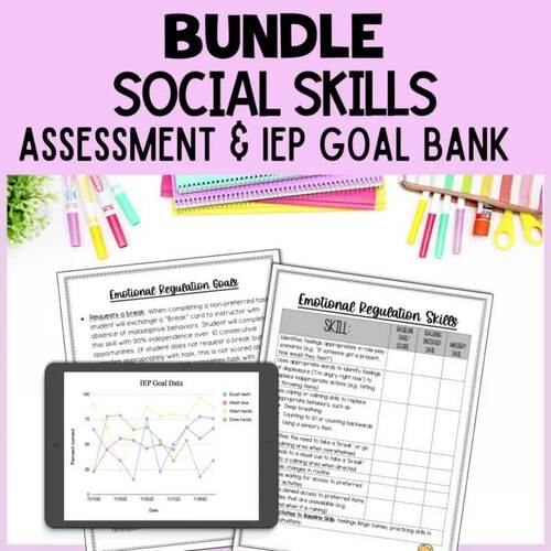 Bundle Social Skills Assessment - IEP Goal Bank & Data Trackers with Graphs