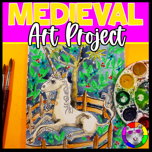 Medieval Unicorn Tapestry Art Project, Watercolor & Oil Pastel Middle ...