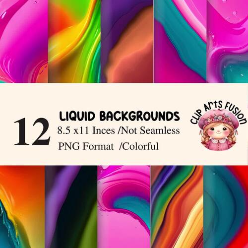 Colorful Liquid Backgrounds | Creative Digital Paper Collection | TPT