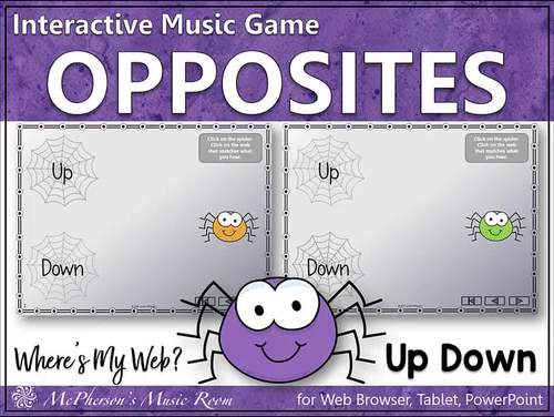 Up and Down Melodic Direction Interactive Music Game {Where's My Web}