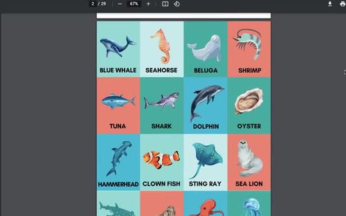 Sea Animals Vocabulary Cards, Marine Life Flashcards Games, Memory ...