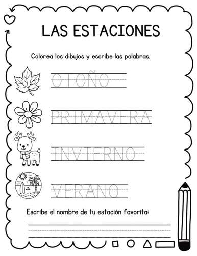 The Seasons / Las Estaciones Bilingual Worksheet | Spanish English ...