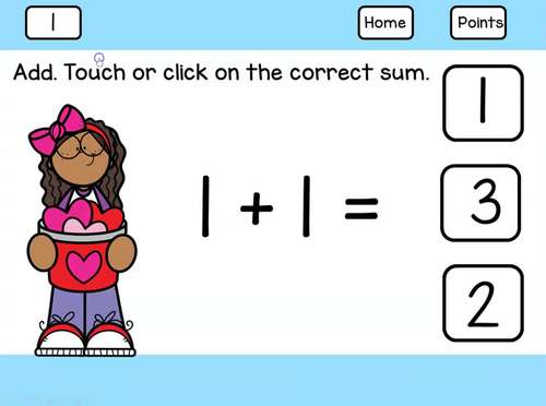 Adding Doubles and Doubles Plus 1 Valentine Kids for Google Classroom™
