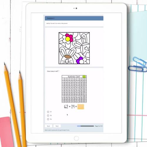 Adding Tens and Ones | Digital Color by Code for Google Forms | TPT