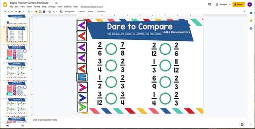 Fraction Games 5th Grade Digital Google Classroom by Drop Your Anchor