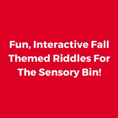 Fall Activities: "Hey Riddle Riddle" Sensory Bin Riddles by File Folder ...