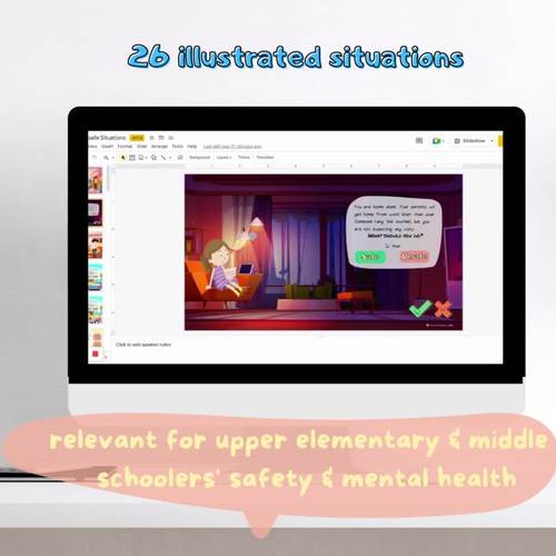 Safe & Unsafe Decisions: Illustrated Safety & Mental Health Google Slides