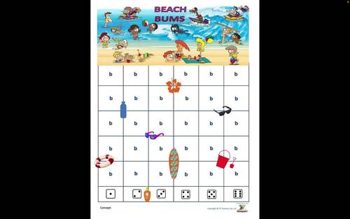 Editable Phonics Game Template | Roll and Read | Beach Theme | Beach Bums