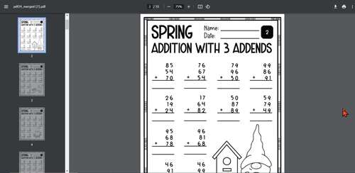 SPRING Gnome Adding 3 Addends|Adding 2 Digit Numbers With & Without ...