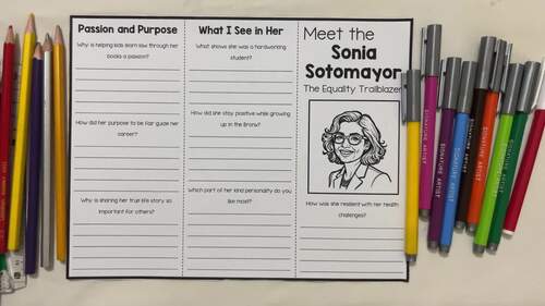 Sonia Sotomayor Womens History Month Craft Project Reading Comprehension