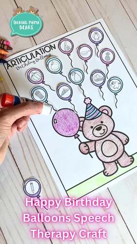 Happy Birthday Balloons Speech Therapy Articulation Craft by Talking ...