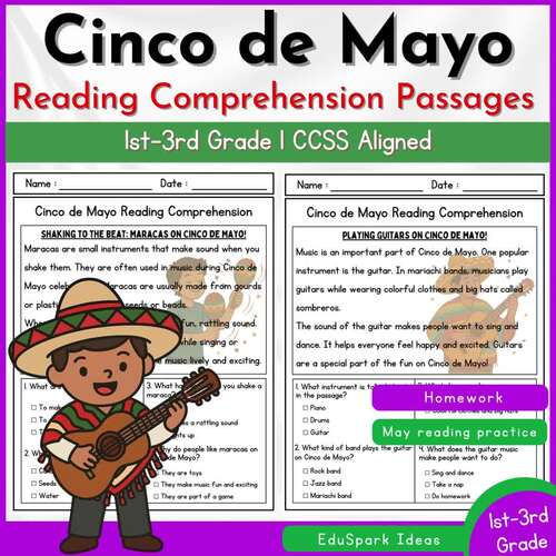 Cinco de Mayo Reading Comprehension Passages | 1st–3rd Grade by ...