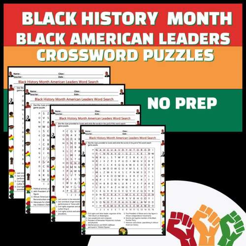 Black History Month African American Leaders Word Search Vocabulary ...