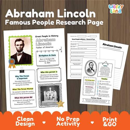 Abraham Lincoln Biography Research Project | Presidents' Day Activity ...