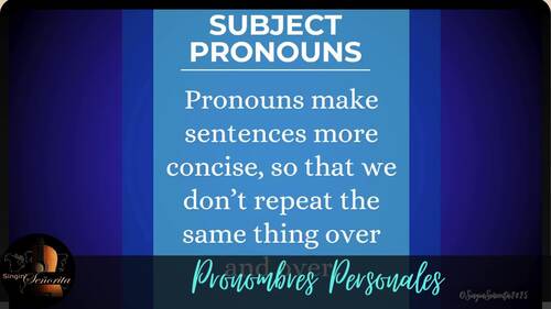 Subject Pronouns (Pronombres Personales) PowerPoint Lesson by ...