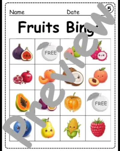 Fruits Bingo by ND upskills | TPT