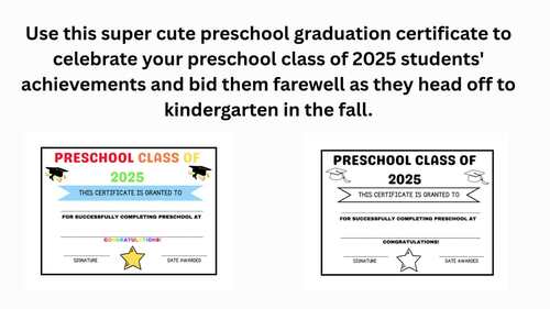 Preschool Graduation Certificate, Preschool Diploma, Last Day of ...