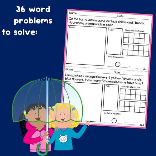 Spring Math Word Problems Addition & Subtraction in 20 Story Problems ...