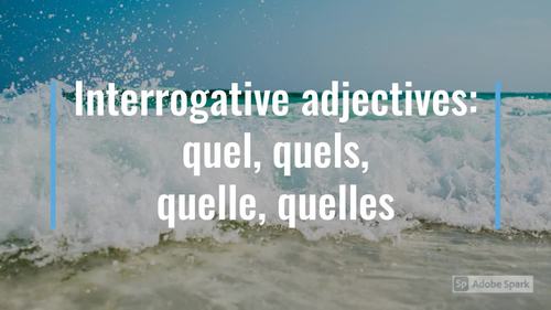 FRENCH Interrogative adjective worksheet quel quels quelle quelles ...