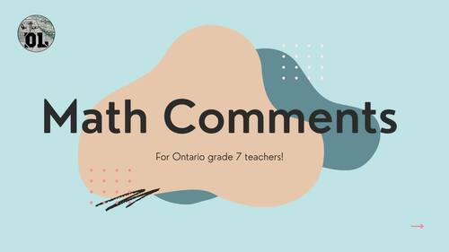 Ontario Grade 7 Math Report Card Comments by On the DL | TPT