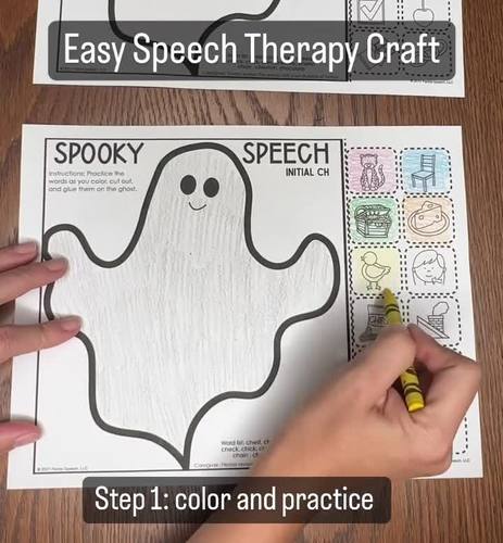Spooky Speech Ghosts! One Page Halloween themed Speech Therapy Craft