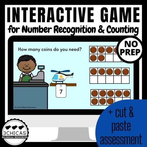Number Recognition 1 - 10 Digital Game for Google Slides™ No Prep