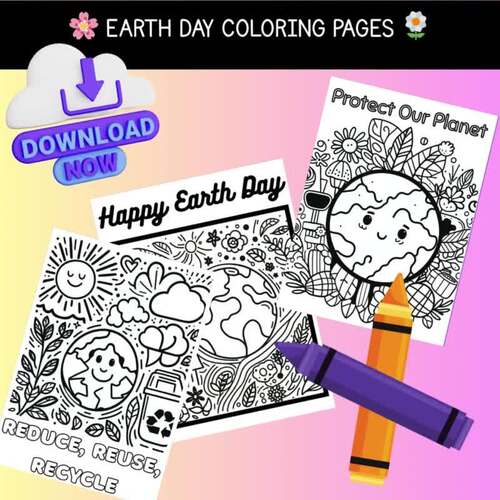 Earth Day Coloring Pages – Printable Spring Activities for PreK–3rd Grade