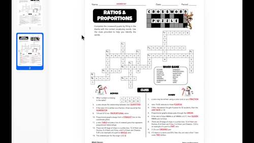 Ratios & Proportions Review Activity Crossword Puzzle No Prep December ...