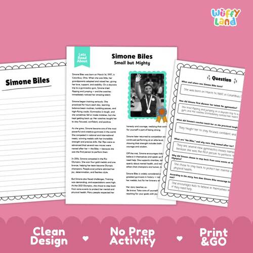 Simone Biles Biography Reading Passage and Questions | Black History Month