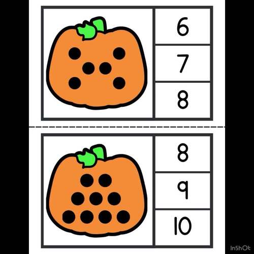 Pumpkin Subitizing Count and Clip Cards | Numbers 0–10 Math Center