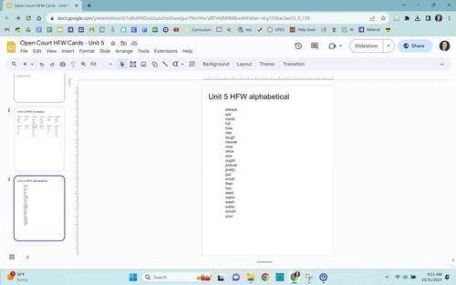 Open Court High Frequency Word Cards: Unit 5 (2nd Grade) by Purple ...