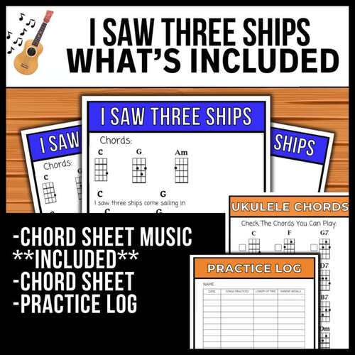 Ukulele Christmas Music → I Saw Three Ships | No Prep Print & Play Chords